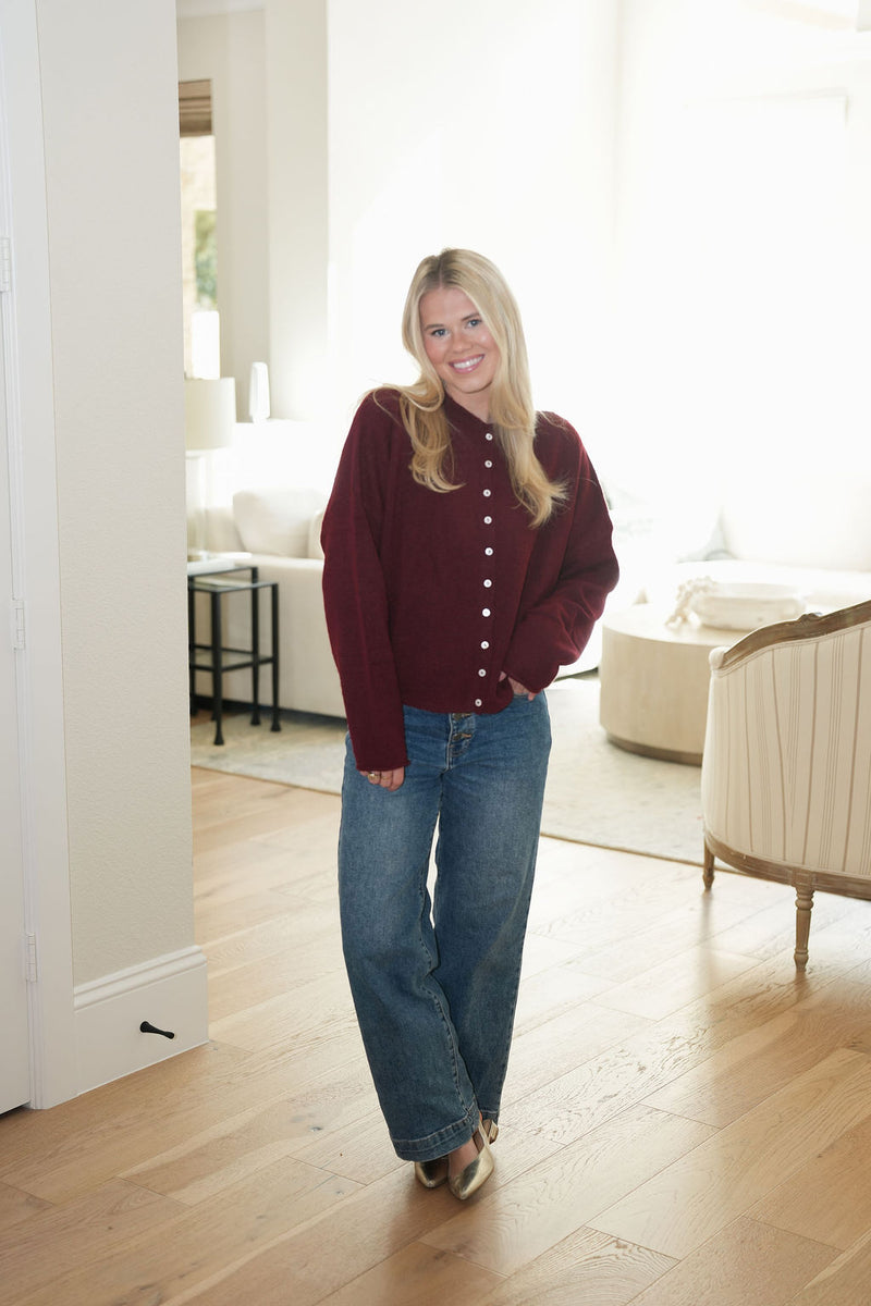 Laycie Burgundy Cardigan – Joyful is She